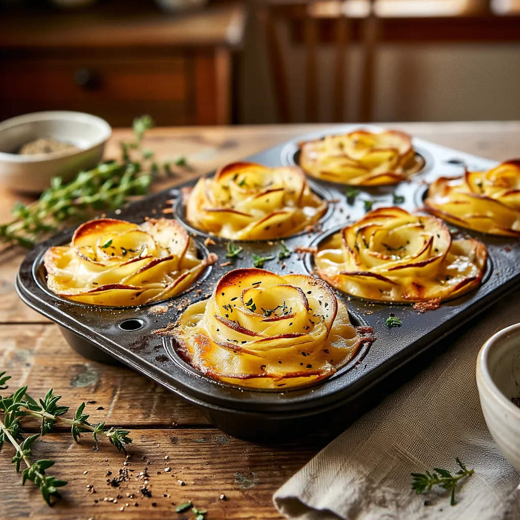 Rose-Shaped Potato Gratin Stacks: A Mouthwatering Culinary Masterpiece