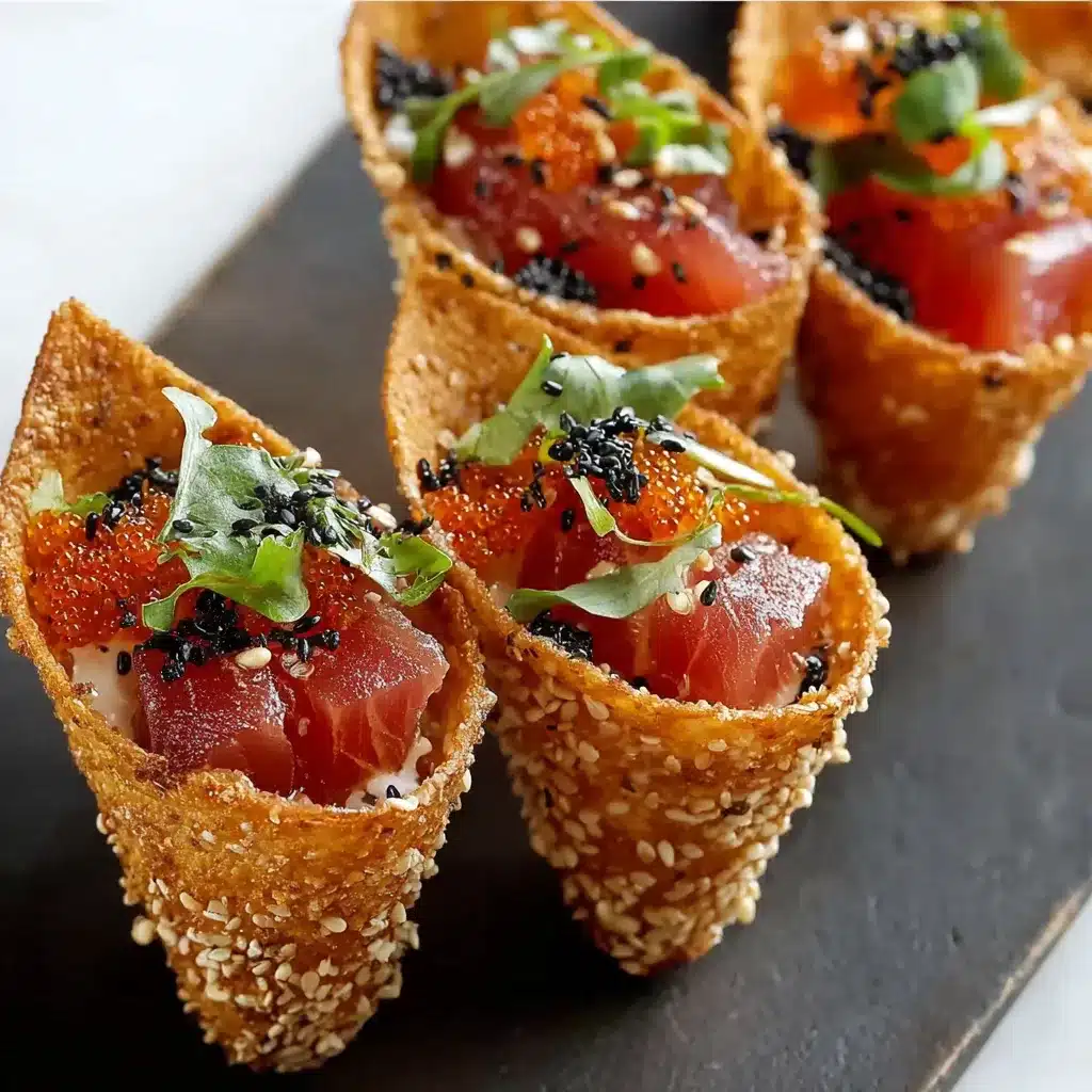 Spicy Tuna Sesame Miso Cones: A Flavor-Packed Appetizer Ready in 5 Minutes